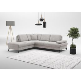 Sit & More sit&more Ecksofa &raquo;Morris Jubi L-Form, B: 238 cm&laquo; mit Armteilfunktion & 1 Zierkissen, optional Bettfunktion grau 100% Polyester