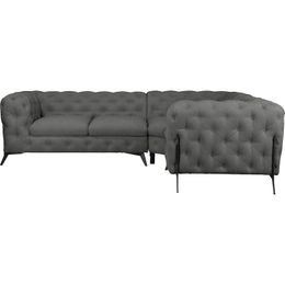 Home Affaire Chesterfield-Sofa &raquo;Amaury L-Form&laquo; moderne Chersterfield-Optik, Breite 262 cm, Fu&szlig;farbe w&auml;hlbar grau Struktur (100% Polyester);Samtoptik (