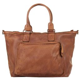 Samantha Look Damen Shopper echt Leder, Made in Italy braun