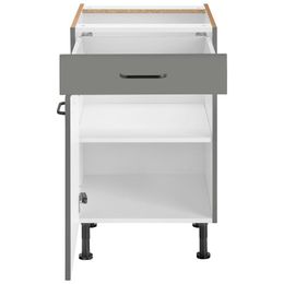 Optifit Unterschrank &raquo;Elga&laquo; mit Soft-Close-Funktion, Vollauszug, Metallgriffen, Breite 50 cm grau Holzwerkstoff