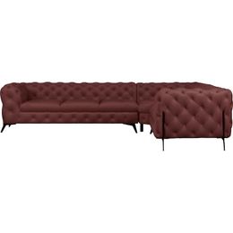 Home Affaire Chesterfield-Sofa &raquo;Amaury L-Form&laquo; gro&szlig;es Ecksofa, Chesterfield-Optik, Breite 323 cm, Fu&szlig;farbe w&auml;hlbar rosa Struktur (100% Polyester);