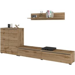 OTTO home Wohnwand &raquo;Tana, Breite 260 cm, moderne Anbauwand&laquo; 3 Stk. tlg. braun Glas, Holzwerkstoff, Kunststoff, Melamin, Metall