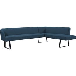 exxpo - sofa fashion Eckbank &raquo;Americano&laquo; mit Keder und Metallf&uuml;&szlig;en, Bezug in verschiedenen Qualit&auml;ten blau