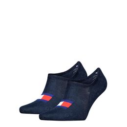 Tommy Hilfiger Damen F&uuml;&szlig;linge &raquo;TH UNI TJ FOOTIE 2P FLAG&laquo; 2 Paar, Mit gro&szlig;em Flag-Label vorn blau 35-38