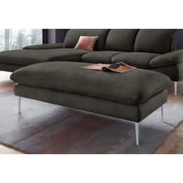 W.Schillig Hocker &raquo;enjoy&MORE&laquo; F&uuml;&szlig;e silber matt, Breite 151 cm gr&uuml;n Chenille-Flachgewebe R66 (85% Polyester, 15% Nylon);Longlife Xtra-Leder Z59: 