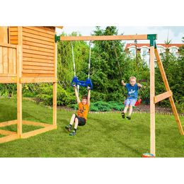 Fungoo Spielturm &raquo;FORTRESS Move+&laquo; mit Schaukel & Rutsche, Kletterwand, FSC - sch&uuml;tzt Wald braun Holz, Metall, Polyethylen