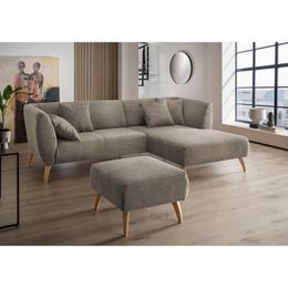 Home Affaire Ecksofa &raquo;Colori Polsterm&ouml;bel mit zeitlos eleganter R&uuml;ckenf&uuml;hrung. L-Form&laquo; Holzfu&szlig;farbe w&auml;hlbar, inkl. 4x Zierkissen braun 100% Polyester