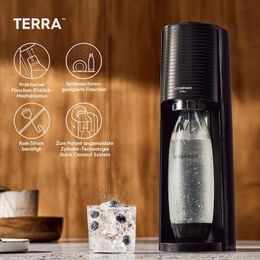 SodaStream Wassersprudler &raquo;TERRA Bundle Vorteilspack&laquo; SodaStream Wassersprudler, CO2-Zylinder inkl. Kunststoff-Flaschen schwarz Kunststoff