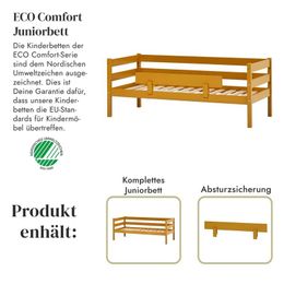 Hoppekids Einzelbett &raquo;ECO Comfort Kinderbett, Kiefer Massivholz, Jugendbett inkl. Rollrost&laquo; 70x160 cm, wahlweise in verschieden Farben/ Matratze/ 