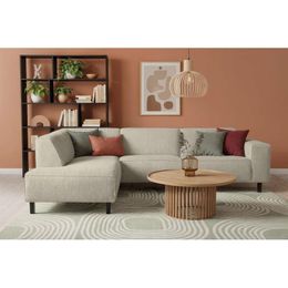 Places of Style Ecksofa &raquo;Lorcan, Breite 275 cm, weiches Sitzgef&uuml;hl&laquo; Massivholz- oder Metallf&uuml;&szlig;e, Lederoptik, Struktur, Chenille, Boucle 100% Polyester
