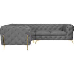 Home Affaire Chesterfield-Sofa &raquo;Amaury L-Form&laquo; moderne Chersterfield-Optik, Breite 262 cm, Fu&szlig;farbe w&auml;hlbar grau Struktur (100% Polyester);Samtoptik (