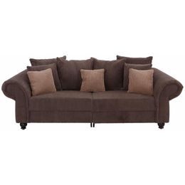Home Affaire Big-Sofa &raquo;King Henry Mega Sofa, viel Platz, Breite 242cm, Federkern&laquo; in legerer Polsterung und vielen losen Kissen braun Samtcord &raquo;Ribbon
