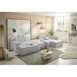 OTTO home Wohnlandschaft &raquo;FINNLEY U-Form XXL 329 cm - OTTO. Verl&auml;ssliche Qualit&auml;t.&laquo; Schlafsofa, Bettkasten, in Boucl&eacute;, Struktur fein und Mega Cord 