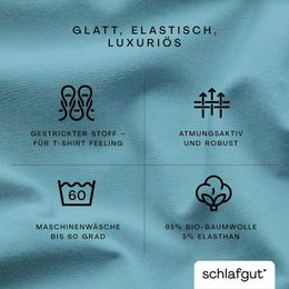 Schlafgut Spannbettlaken &raquo;Premium&laquo; Zero Waste Verpackung, PREMIUM Qualit&auml;t blau Mako-Zwirn-Jersey, Obermaterial: 95% Baumwolle, 5% Elasthan