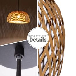 Paco Home Pendelleuchte &raquo;PESA&laquo; E27 Bambus Korblampen H&auml;ngeleuchte Rattan Optik Natur Boho E27 Rund braun