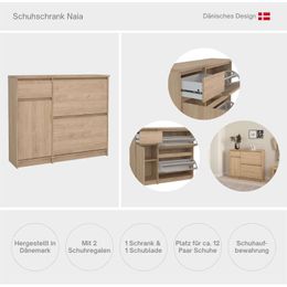 Inosign Schuhschrank &raquo;Naia Schuhaufbewahrung, Schuhkommode, Schuhregal, Modernes Design&laquo; mit 2 Klappen und 1 T&uuml;r und 1 Schublade, Praktisch, Breite 