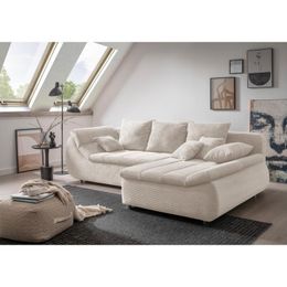 Home Affaire Ecksofa &raquo;Imola, bequem, aktuelle Steppung im Sitz, L-Form, Breite 270cm&laquo; wahlweise mit Bettfunktion beige Microfaser PRIMABELLE (100% 