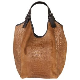 Samantha Look Damen Shopper echt Leder, Made in Italy braun