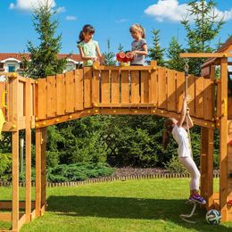 Fungoo Spielturm &raquo;MAXI SET SPIDER LAND&laquo; mit Schaukel & Rutsche, Klettererweiterung, FSC - sch&uuml;tzt Wald rot Holz, Metall, Polyethylen