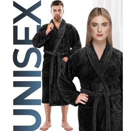 HAMMETEX Bademantel &raquo;Bademantel unisex, ultraweicher & flauschiger Fleecemantel&laquo; Packung, ideal f&uuml;r Sauna & Spa, Hotelbademantel, Morgenmantel schwarz