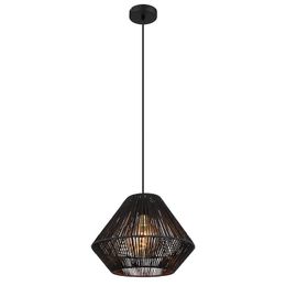 Globo LIGHTING H&auml;ngeleuchte &raquo;HOUDINI&laquo; E27 1 Stk. H&auml;ngelampe Metall schwarz Schirm Naturseile DM 35cm schwarz matt