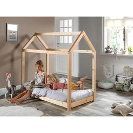 Vipack Kinderbett &raquo;Cabane, Kiefer massiv, Made in Europe, inklusive Rolllattenrost&laquo; wahlweise in 2 Farben und 2 Gr&ouml;&szlig;en erh&auml;ltlich, Bodenfreiheit ca. 2,5 cm 
