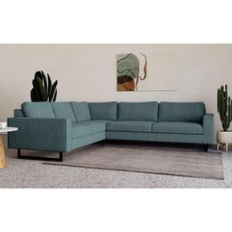 Home Affaire Ecksofa &raquo;Pinto, XXL, 250/290 cm, langer Schenkel, Ottomane&laquo; Cord, Chenille, Lederoptik, mit Keder, Metallf&uuml;&szlig;e, Wellenunterfederung blau 