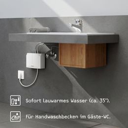 Stiebel Eltron Klein-Durchlauferhitzer &raquo;DEM 3 f&uuml;r Handwaschbecken, 3,5 kW, m. Stecker&laquo; 230V, elektronisch, druckfest + drucklos wei&szlig; 