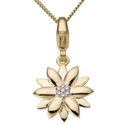 Firetti Damen Charm-Einh&auml;nger &raquo;Schmuck Geschenk Gold 375 Halskette Charmarmband Gold-Charm Blume&laquo; silber