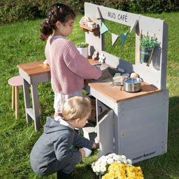 Muddy Buddy Outdoor-Spielk&uuml;che &raquo;Mud Caf&eacute;&laquo; Matschk&uuml;che, warmgrau; FSC - sch&uuml;tzt Wald grau Holz