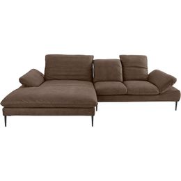 W.Schillig Ecksofa &raquo;enjoy&MORE, Designsofa, elegant und bequem, L-Form&laquo; Sitztiefenverstellung, F&uuml;&szlig;e schwarz pulverbeschichtet, Breite 310 cm braun 