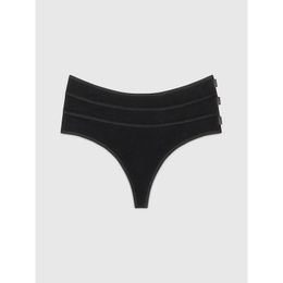 Calvin Klein Underwear Damen Tanga &raquo;3 PACK THONG (LOW-RISE)&laquo; Packung, 3er-Pack, 3 Stk. mit Markenlabel schwarz XS (34), 3 Stk.