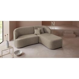 LeGer Home by Lena Gercke Ecksofa &raquo;Dilara L-Form&laquo; gerundete R&uuml;ckenlehne und Front, in 3 Bezugsqualit&auml;ten beige Struktur fein 100% Polyester);Samtoptik