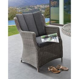 Destiny Balkonset &raquo;LUNA MERANO&laquo; Set, 1 Beistelltisch, 2 Sessel, 3 Stk. tlg. (Set, 7-tlg., 2 Sessel, 1 Tisch 46x47x50cm) Aluminium, Polyrattan grau Aluminium, 