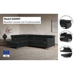 COTTA Ecksofa &raquo;Sammy L-Form&laquo; mit Kopfteilverstellung, wahlweise mit Bettfunktion & Bettkasten braun Struktur (100% Polyester );Chenille (90% Polyester