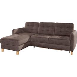 exxpo - sofa fashion Ecksofa &raquo;Elio, kompakt, bequem & zeitloses Design, Breite 217cm, L-Form&laquo; wahlweise mit Bettfunktion braun Luxus-Kunstleder;