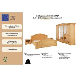 OTTO home Schlafzimmer-Set &raquo;"Konrad", komplettes Schlafzimmer mit gro&szlig;em Schrank&laquo; Set, Kleiderschrank 5 t&uuml;rig mit Schubladen, 2 Nachttische, Bett 