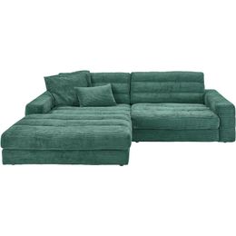 3C Candy Ecksofa &raquo;Stripes Mega-Sofa, bequem und komfortabel, L-Form&laquo; Lose R&uuml;ckenkissen, mit feiner Quersteppung, Cord-Bezug gr&uuml;n 88% Polyester, 12% 