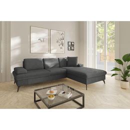 Sit & More sit&more Ecksofa &raquo;Morris Jubi L-Form, B: 247 cm&laquo; mit Armteilfunktion & 1 Zierkissen, optional Bettfunktion grau 100% Polyester