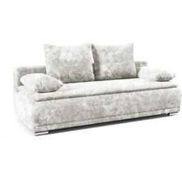 WERK2 Schlafsofa &raquo;Biggi komfortabel & elegant, Schlaffunktion, Bettkasten, Breite 206 cm&laquo; inkl. losen Kissen, Boucl&eacute; APHRODITE, Silber silber 100% 
