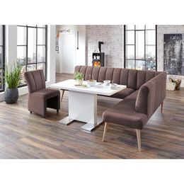 exxpo - sofa fashion Eckbank &raquo;Costa, moderne R&uuml;ckensteppung, bequem und elegant, hoher Holzfu&szlig;&laquo; Frei im Raum stellbar braun Struktur: Webvelour, 100% 