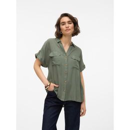 V&eacute;ro Moda Vero Moda Damen Kurzarmbluse &raquo;VMBUMPY S/S SHIRT WVN GA NOOS&laquo; Viskose, regular fit gr&uuml;n L