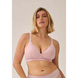 Naturana Damen B&uuml;gelloser BH &raquo;The Friday&laquo; 1 Stk. mit Spitze, feminin, bequem, weich, ohne B&uuml;gel, verstellbare Tr&auml;ger pink 80, Cup D