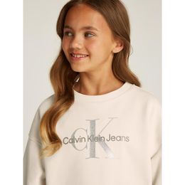 Calvin Klein Jeans Damen Sweatshirt &raquo;GLITTER MONOLOGO CN SWEATSHIRT&laquo;, f&uuml;r Kinder bis 16 Jahre mit Logoschriftzug beige 4 (104)