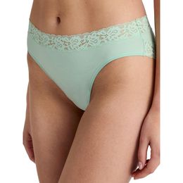 Calida Damen Calida Slip &raquo;Natural Comfort Lace&laquo; verspielte Spitze, Regular-Cut, elastischer Single Jersey, weich gr&uuml;n L (48/50)