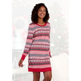 Lascana Damen Lascana Nachthemd mit winterlichem Druck rot 36/38, N-Gr