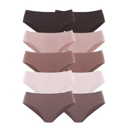 Petite Fleur Damen Petite Fleur Jazz-Pants Slips 10er-Pack, aus elastischer Baumwolle beige 32/34