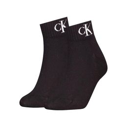 Calvin Klein Jeans Damen Kurzsocken &raquo;CKJ WOMEN QUARTER MONOGRAM&laquo; 2 Paar, 2 Stk. tlg. mit Logostickerei schwarz 35-38