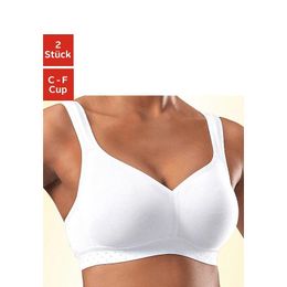 Petite Fleur Damen Petite Fleur Soft-BH Packung, 2 St&uuml;ck, ohne B&uuml;gel aus sanfter Baumwolle wei&szlig; 110, Cup F