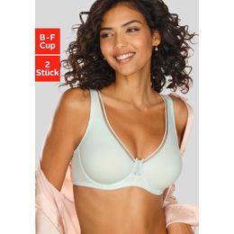 Petite Fleur Minimizer-BH Packung, 2 St&uuml;ck, aus Baumwolle mit nahtlosen Cups, Basic Dessous gr&uuml;n 95, Cup D Minimizer-BH